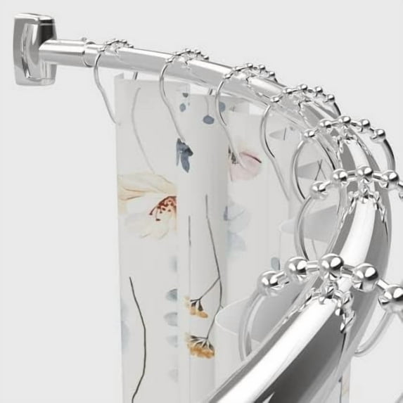 Adjustable 50-85 inches Curved Shower Rod, Extra Wide, Rustproof, Round ...