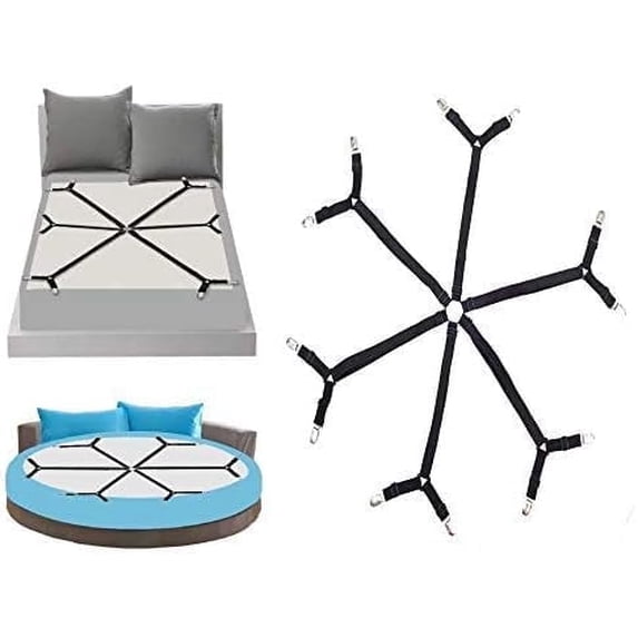 Adjustable 6 Way Bed Sheet Straps Clips, Elastic Bed Sheets Straps ...