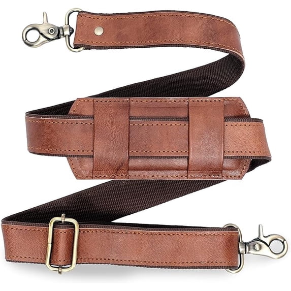 Adjustable 60-inch Real Leather Bag Replacement Shoulder Strap Comfort ...
