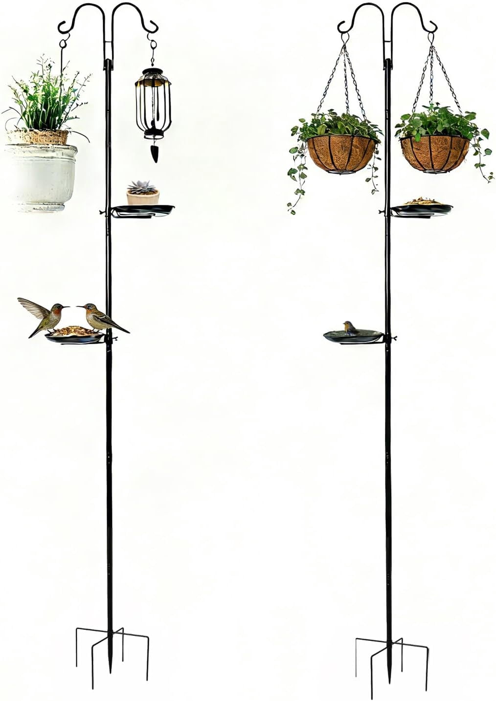 Adjustable 68" 5 Prong Base Shepherd Hooks for Outdoor with 2 Stands ...