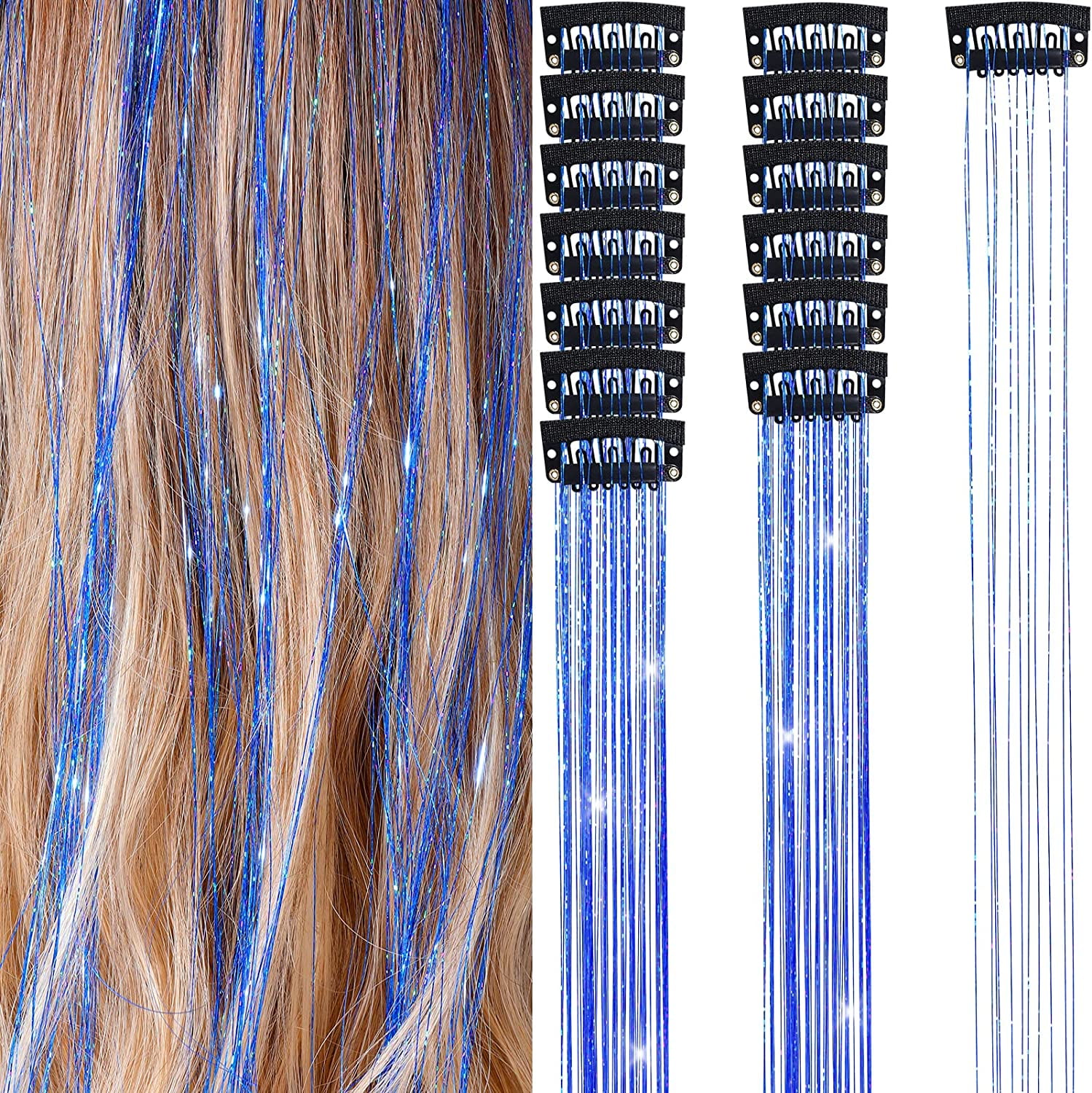 Adjustable 6Pcs Sparking Shiny Hair Tinsel Hair Extensions Tinsel ...