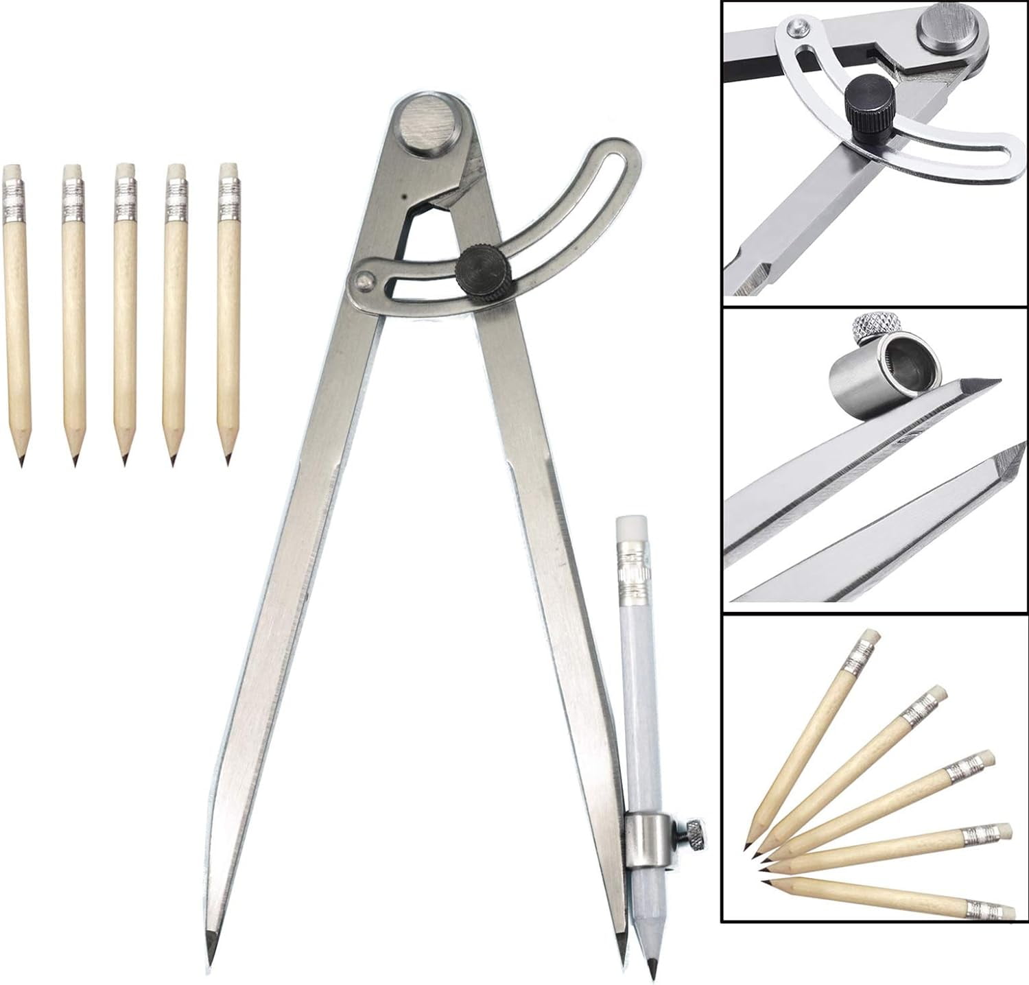 Adjustable 8 Inch Pencil Marking Compass for Circles - Walmart.com