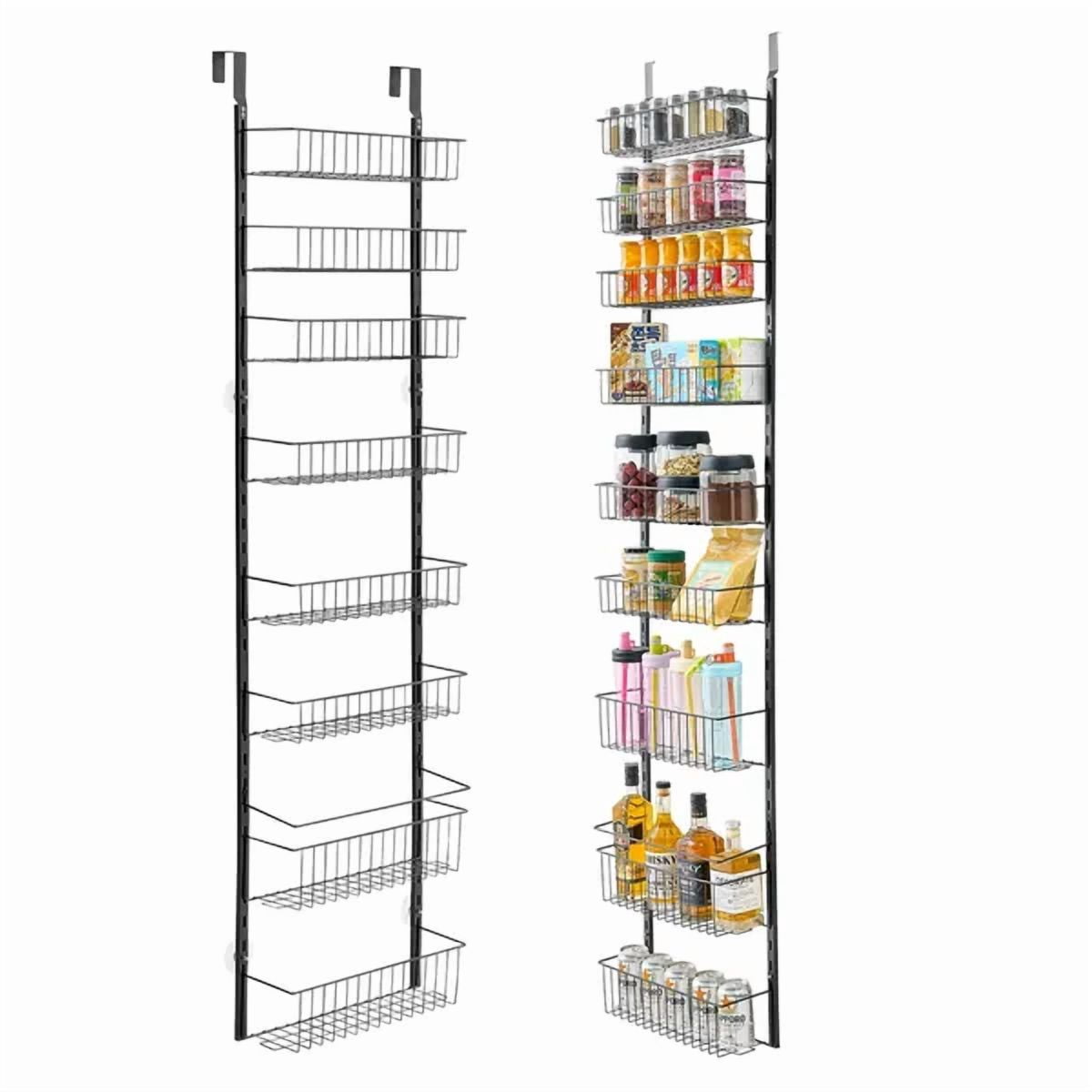 Adjustable 9-Tier Over Door Pantry Organizer-Space-Saving Hanging ...