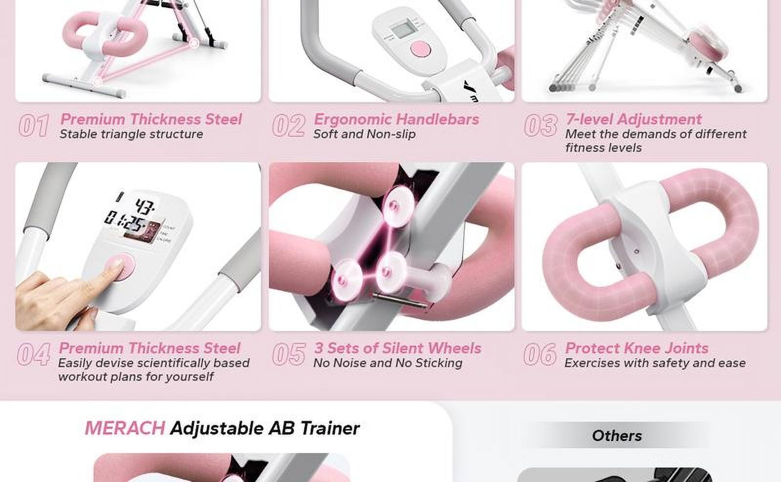 Adjustable Ab Trainer Machine with LCD Monitor, Foldable Ab Exercise ...