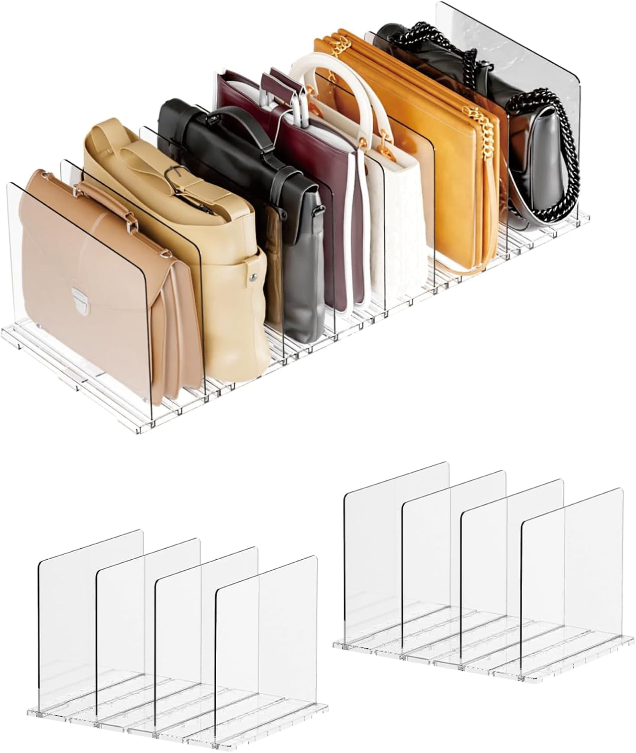 Adjustable Acrylic Purse Organizer for Closet Shelf – Clear Handbag ...