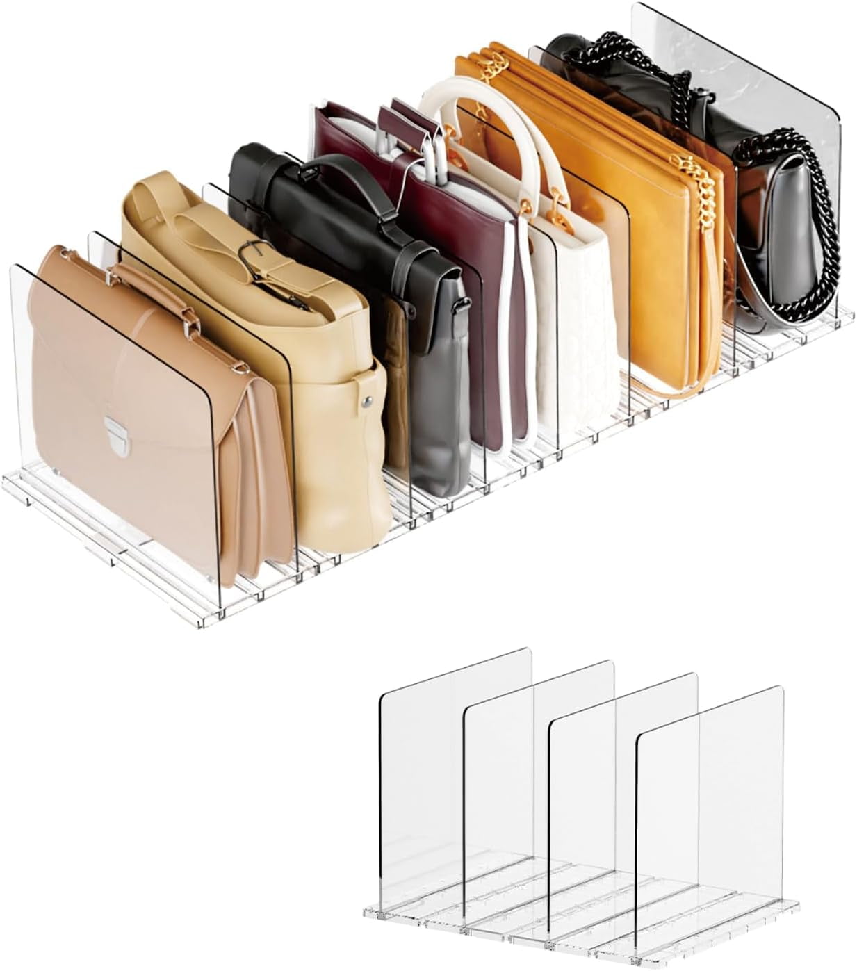 Adjustable Acrylic Purse Organizer for Closet Shelf – Clear Handbag ...