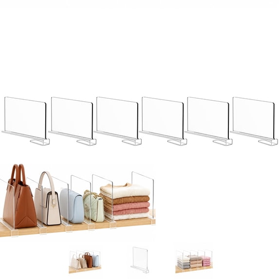 Adjustable Acrylic Purse Organizer Shelf Dividers for Closet, Clear Bag ...