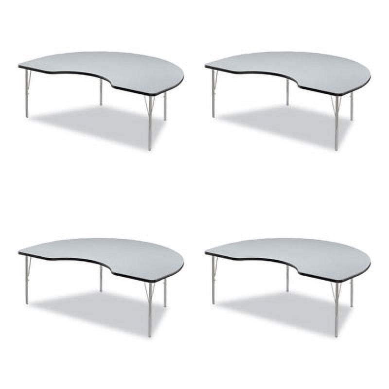 Adjustable Activity Tables, Kidney Shaped, 72" x 48" x 19" to 29", Gray ...
