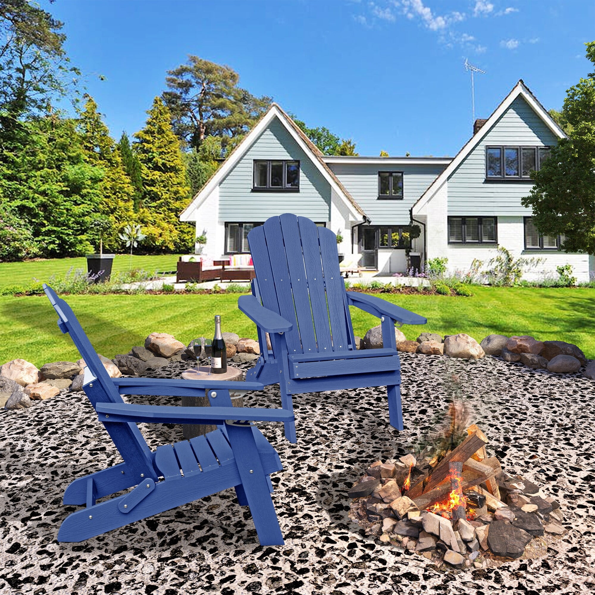Adjustable Adirondack Chair 1pc Blue - Walmart.com