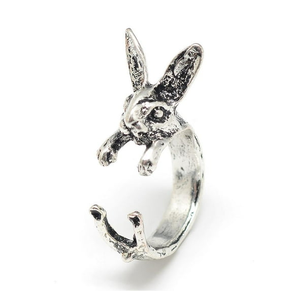 Adjustable Alloy Bunny Cuff Finger Rings Rabbit Shape Size 7 Silver ...