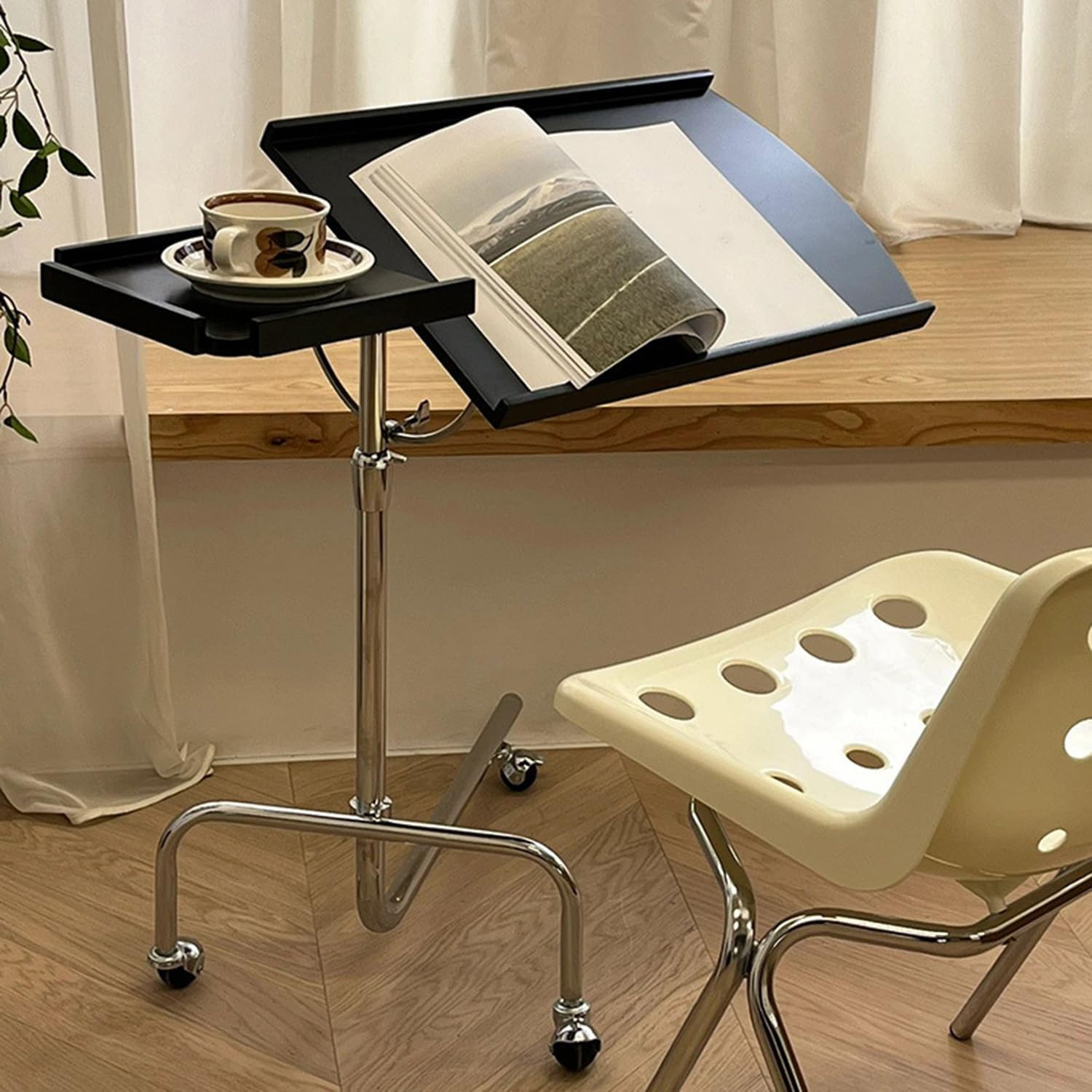 Adjustable Angle&Height C-Shaped Tray Table,Tiltable Desk,Mobile Work ...