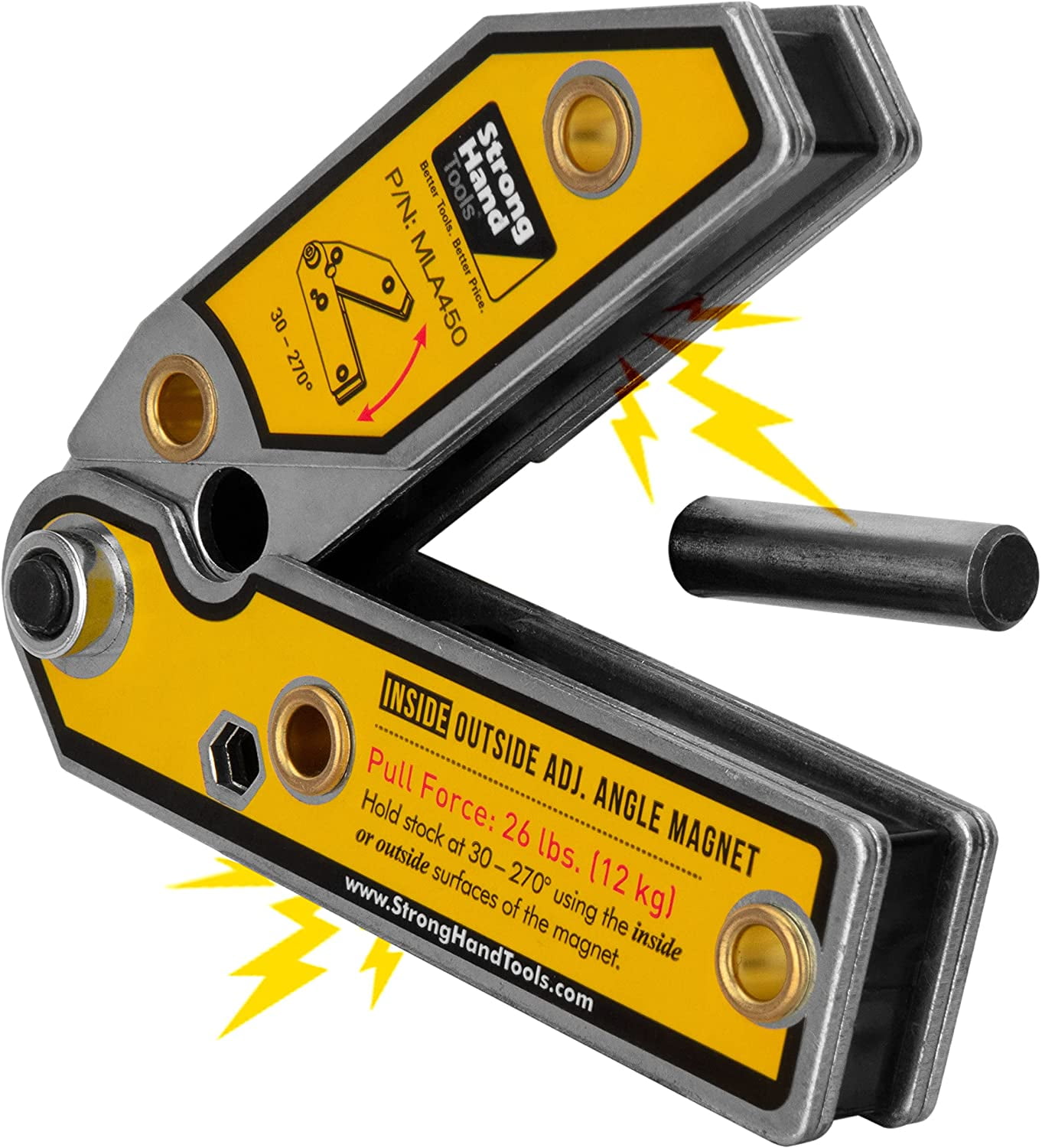 Adjustable Angle Magnetic Square, Angle 30°-270°, Inside/Outside Magnets, Angle Setting Pin, Mag ...