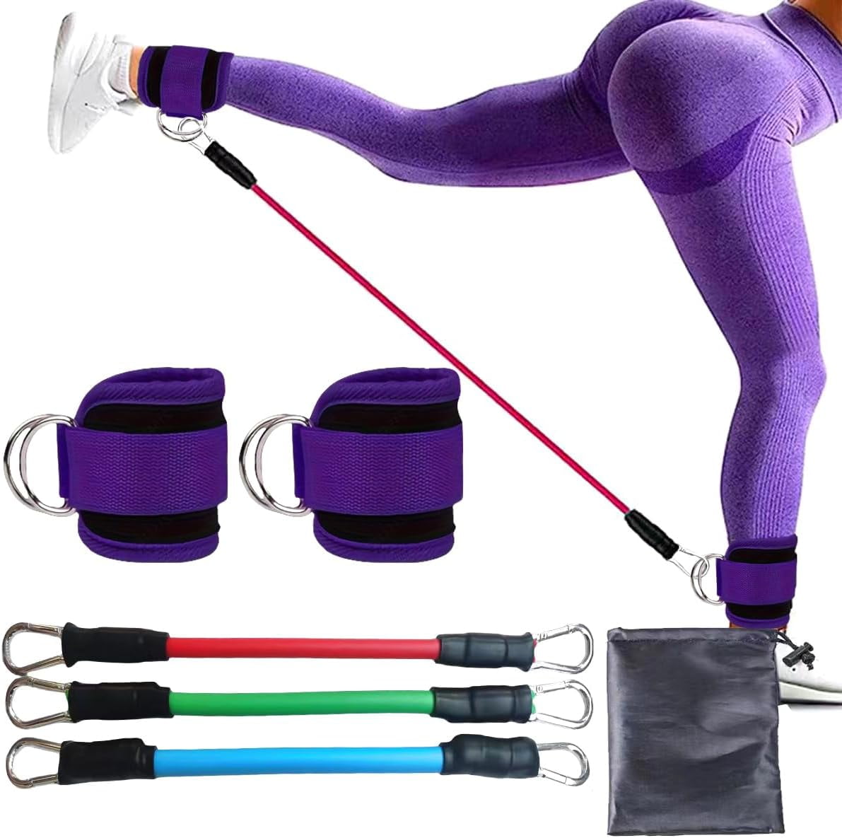 Adjustable Ankle Resistance Bands with Cuffs, Leg Workout Bands for ...