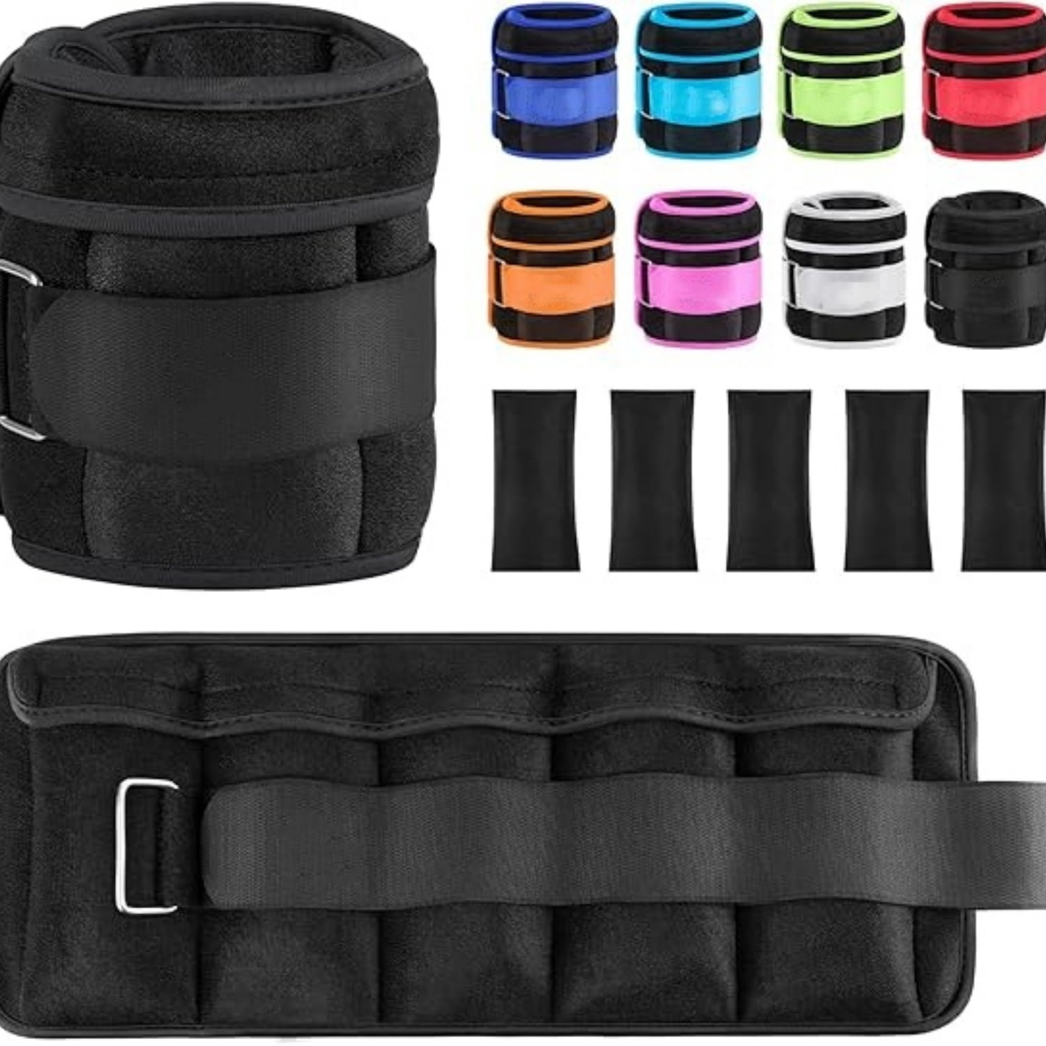 Adjustable Ankle Weights 1-3/4/5/6/8/10/12/15/20 LBS Pair with ...