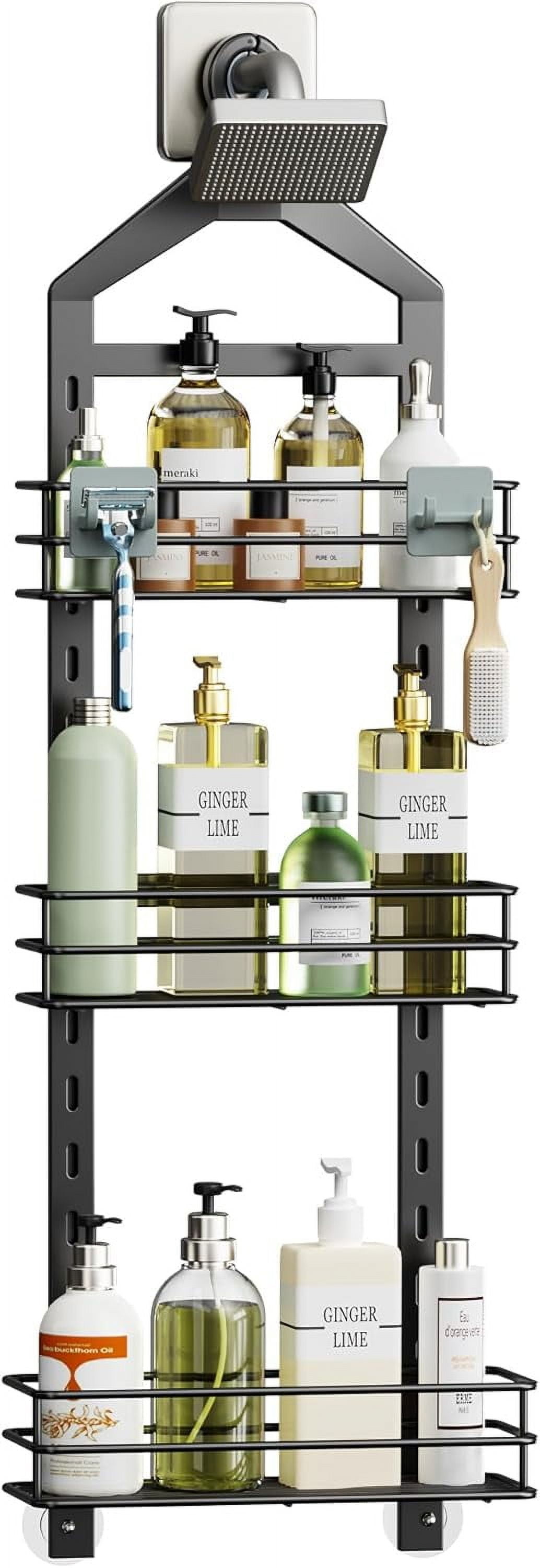 Adjustable Anti-Slip Shower Caddy Over Head, Rustproof Bathroom Hanging ...