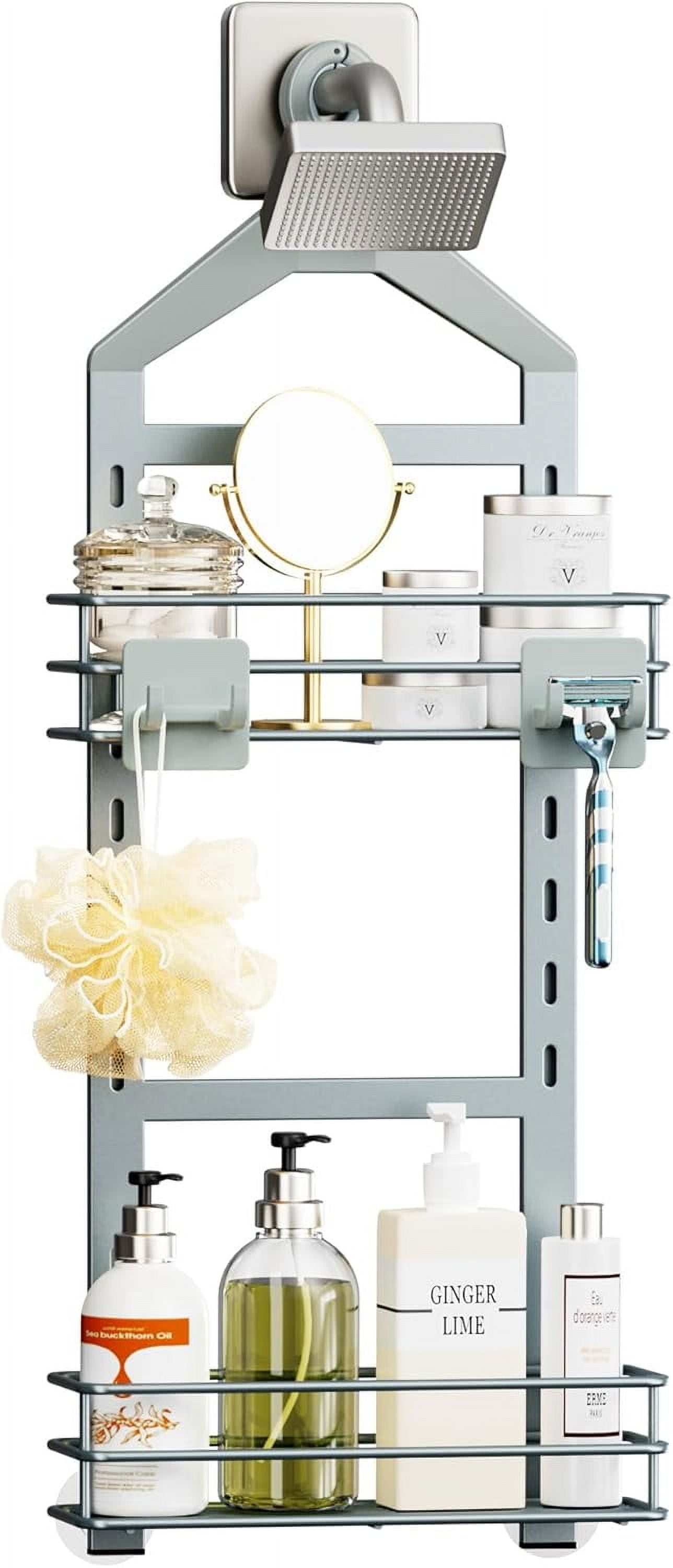 Adjustable Anti-Slip Shower Caddy Over Shower Head, Rustproof Bathroom ...