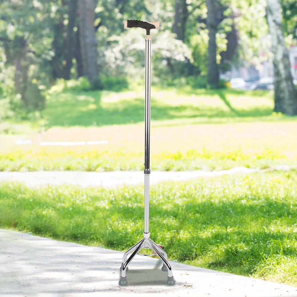Adjustable Anti-slip Four-leg Metal Cane Safety Walking Stick Cane for ...