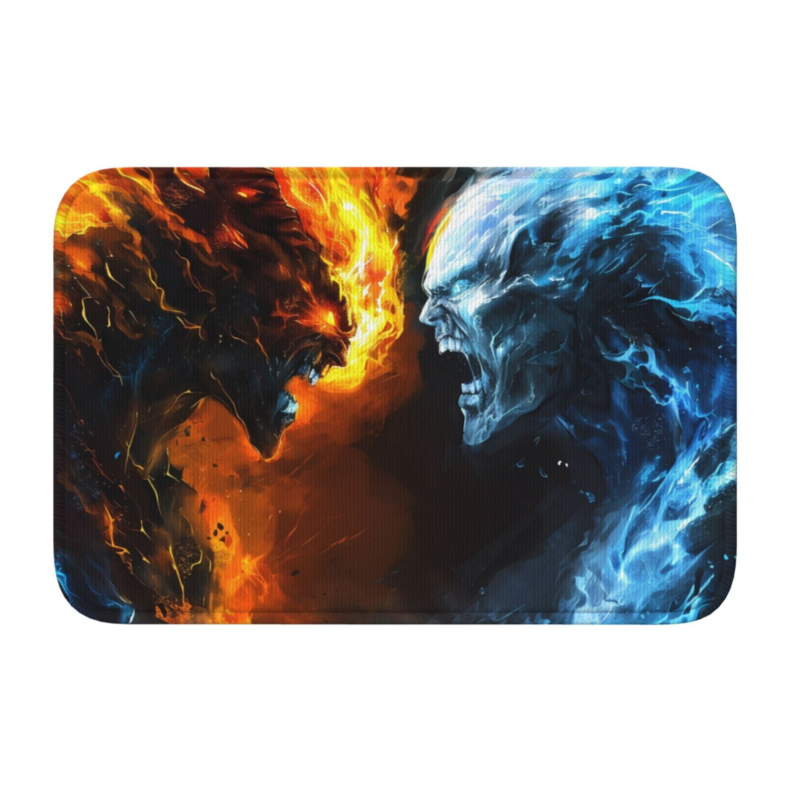 Adjustable Apron - Bib Apron for Men Women, Red and Blue Fire Skull ...