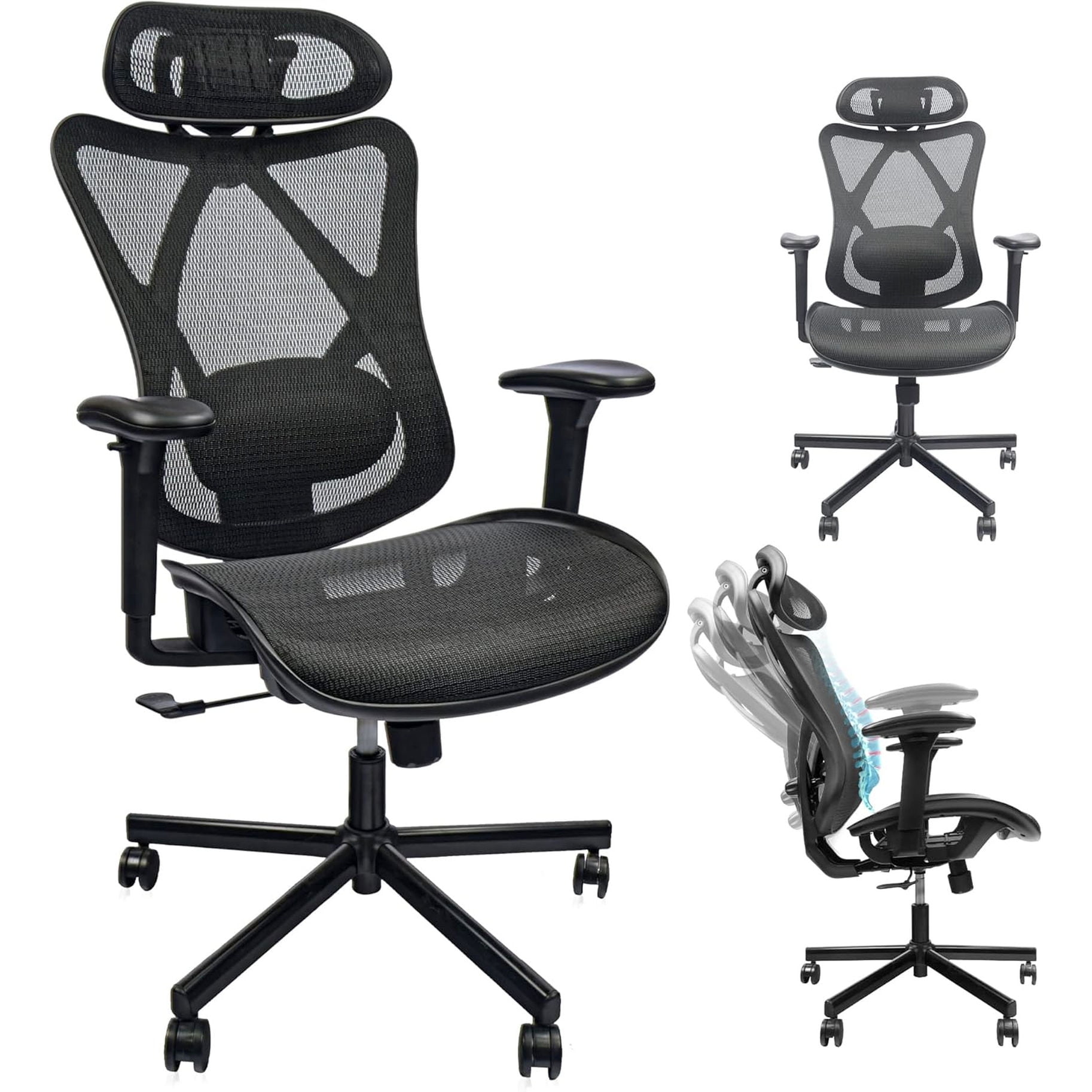 Adjustable Armrest - Lumbar Support Adjustment in 4 Directions - Office ...