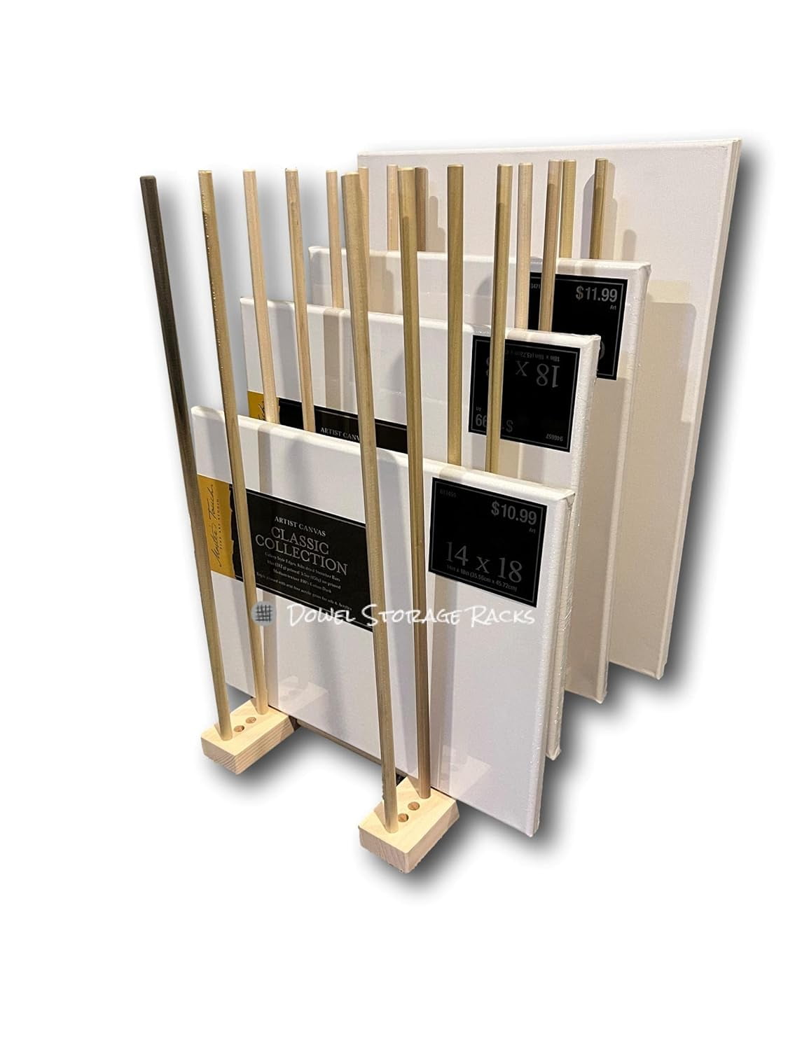 Adjustable Art Storage Rack - 24” long x 11” wide with 24” tall dowels ...