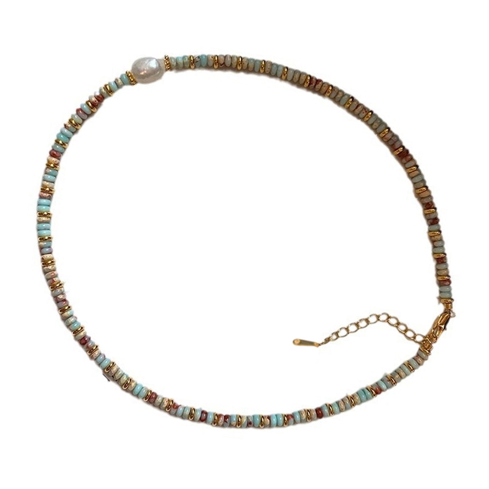 Adjustable Artificial Crystal Bead Necklace Colorful Beaded Clavicle ...