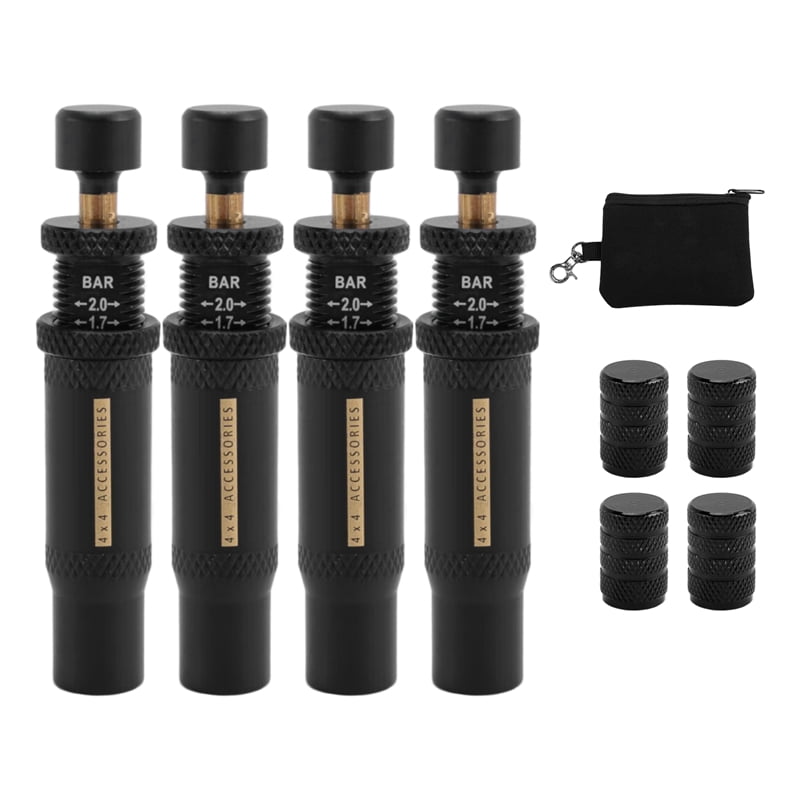 Adjustable Auto-Stop Tire-Deflator Valve Kit (10-30 PSI) 4 PCS Screw-on ...