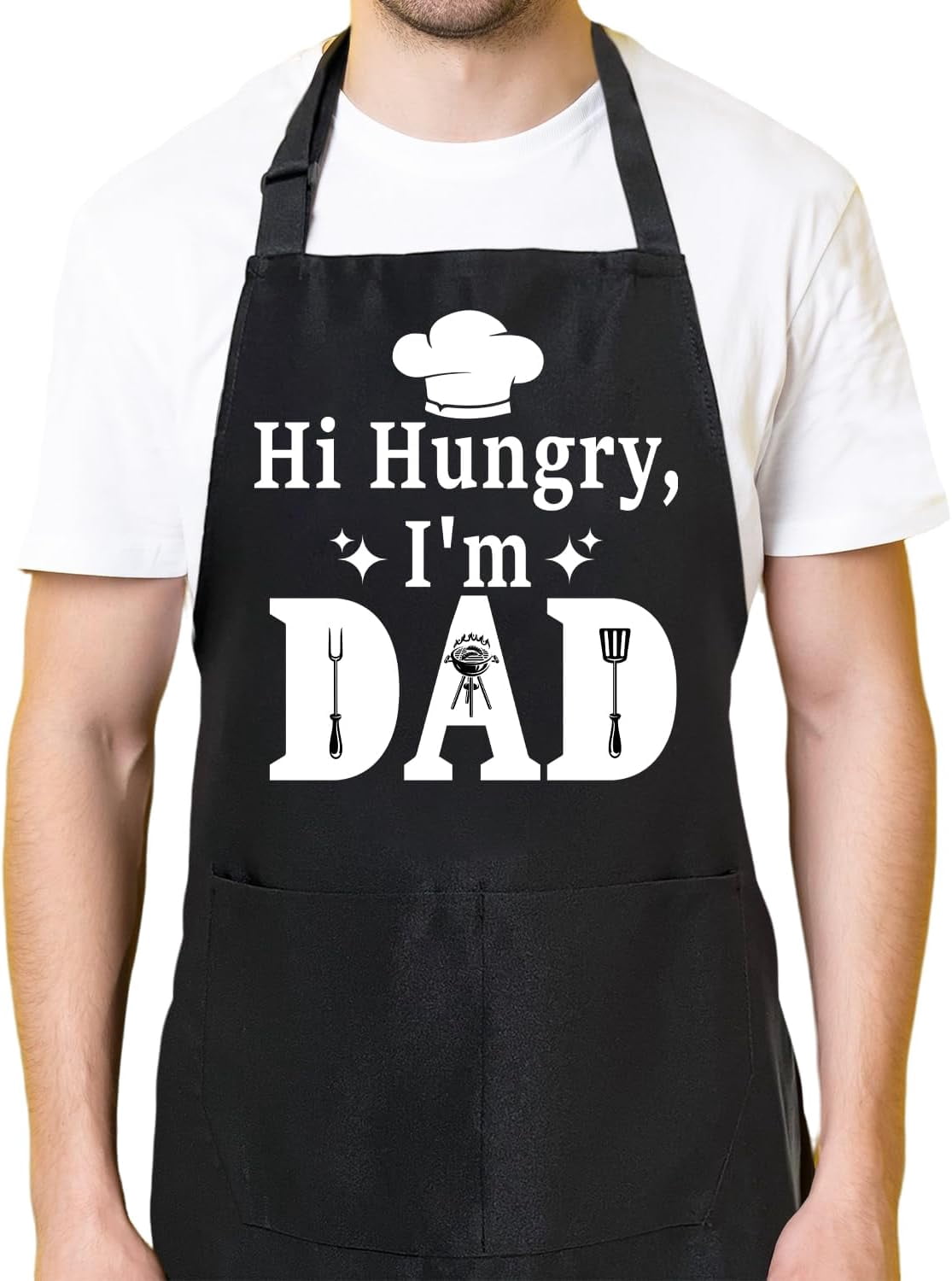 Adjustable BBQ Cooking Baking Kitchen Aprons for Dad Chef with Pockets ...