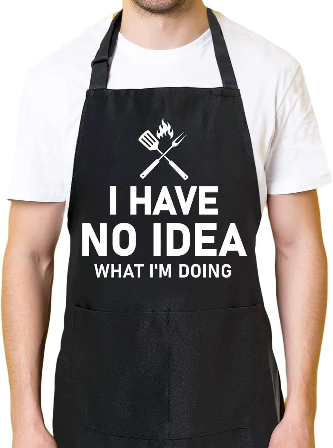 Adjustable BBQ Cooking Baking Kitchen Aprons for Dad Chef with Pockets ...