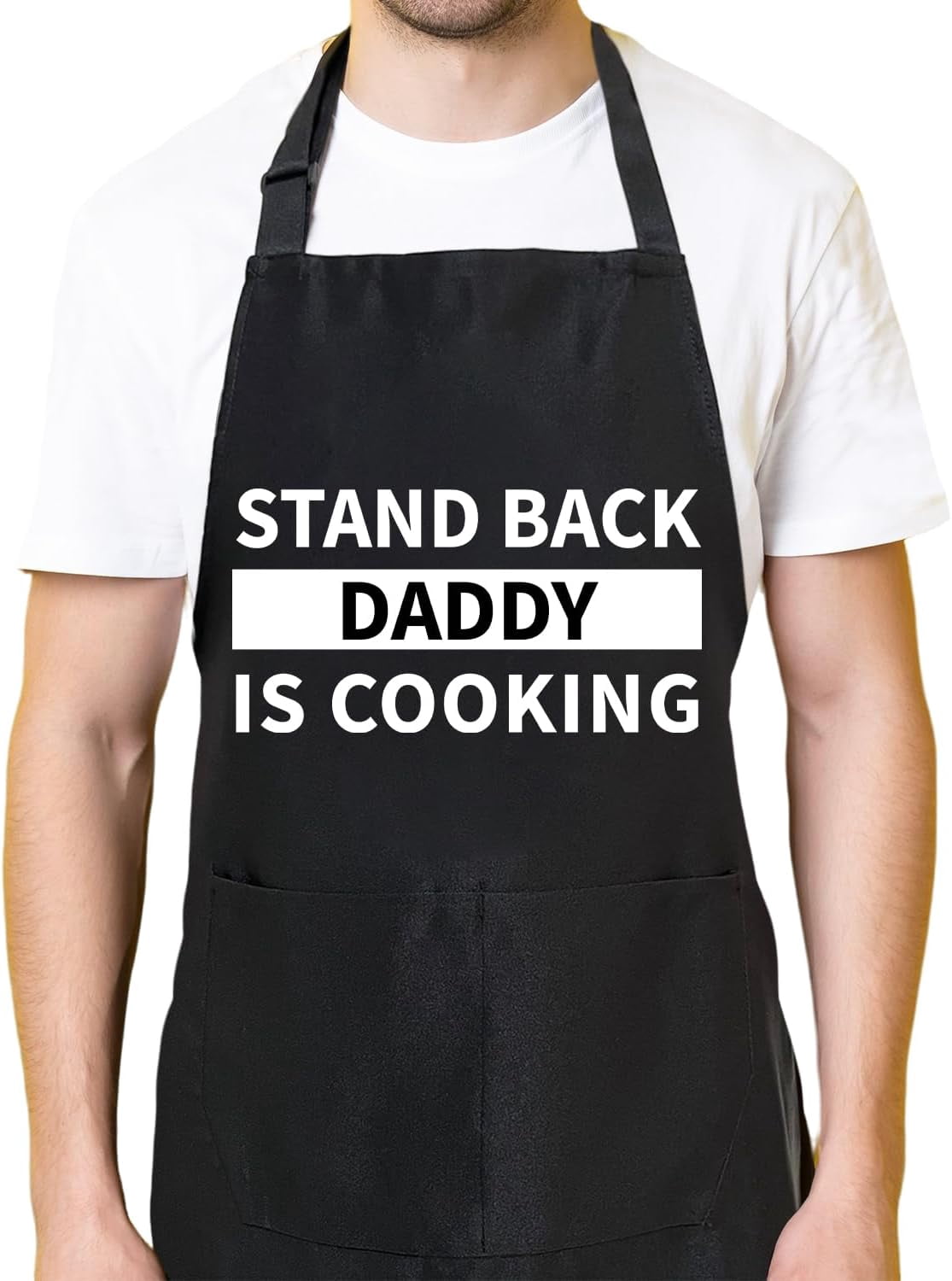Adjustable BBQ Cooking Baking Kitchen Aprons for Dad Chef with Pockets ...