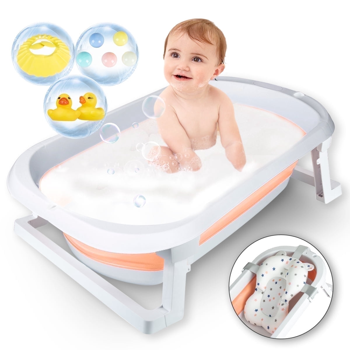 Magic Co. Folding Baby Bathtub, Infant Bath Tub with Anti Slip Pad ...
