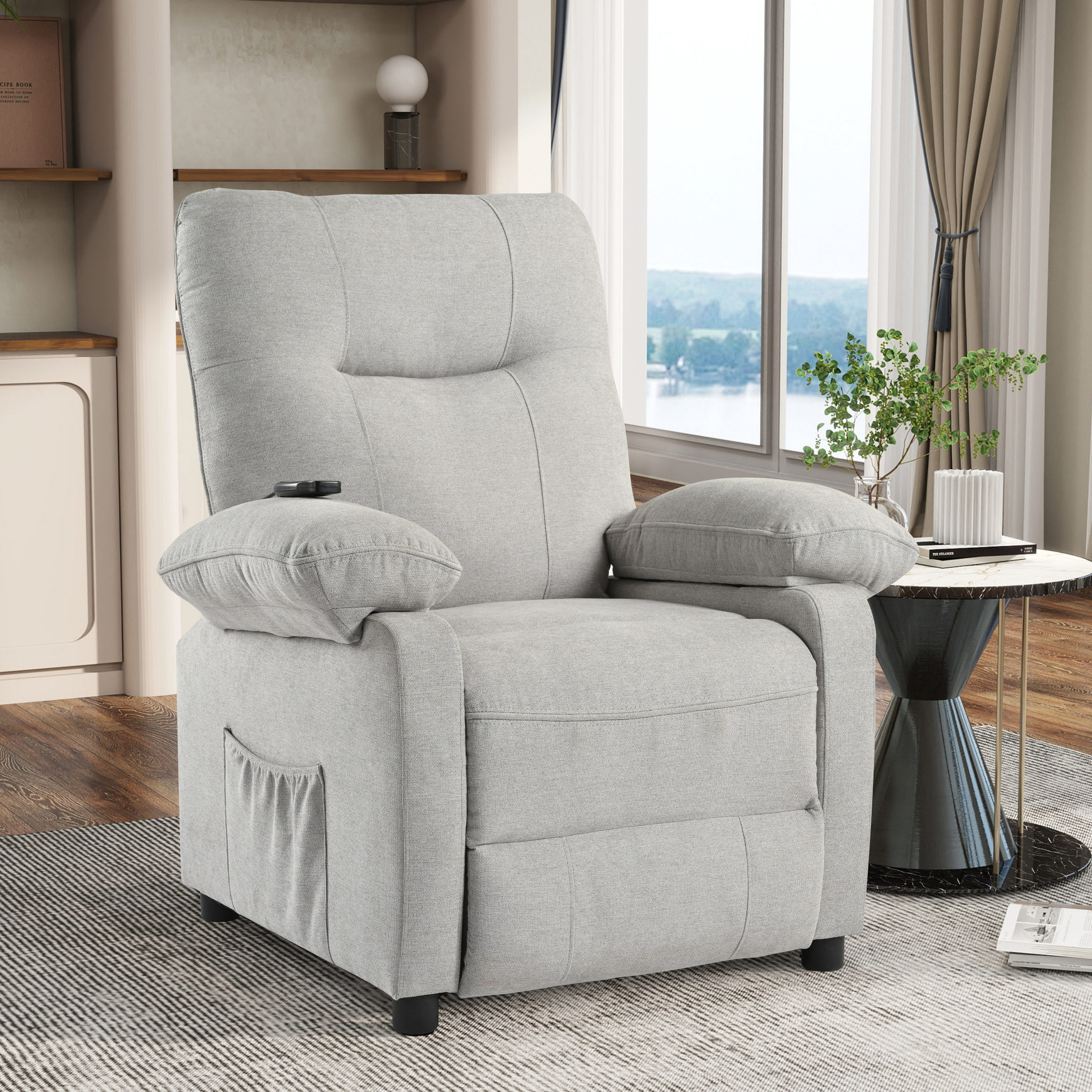 Adjustable Back Lift Recliner Chair with Retractable Footrest for ...