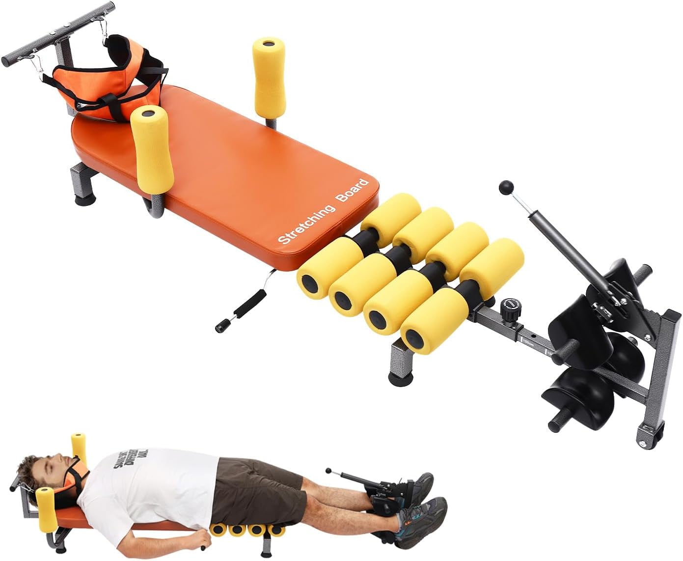 Adjustable Back Stretch with Cervical Traction, Traction Table for Neck ...