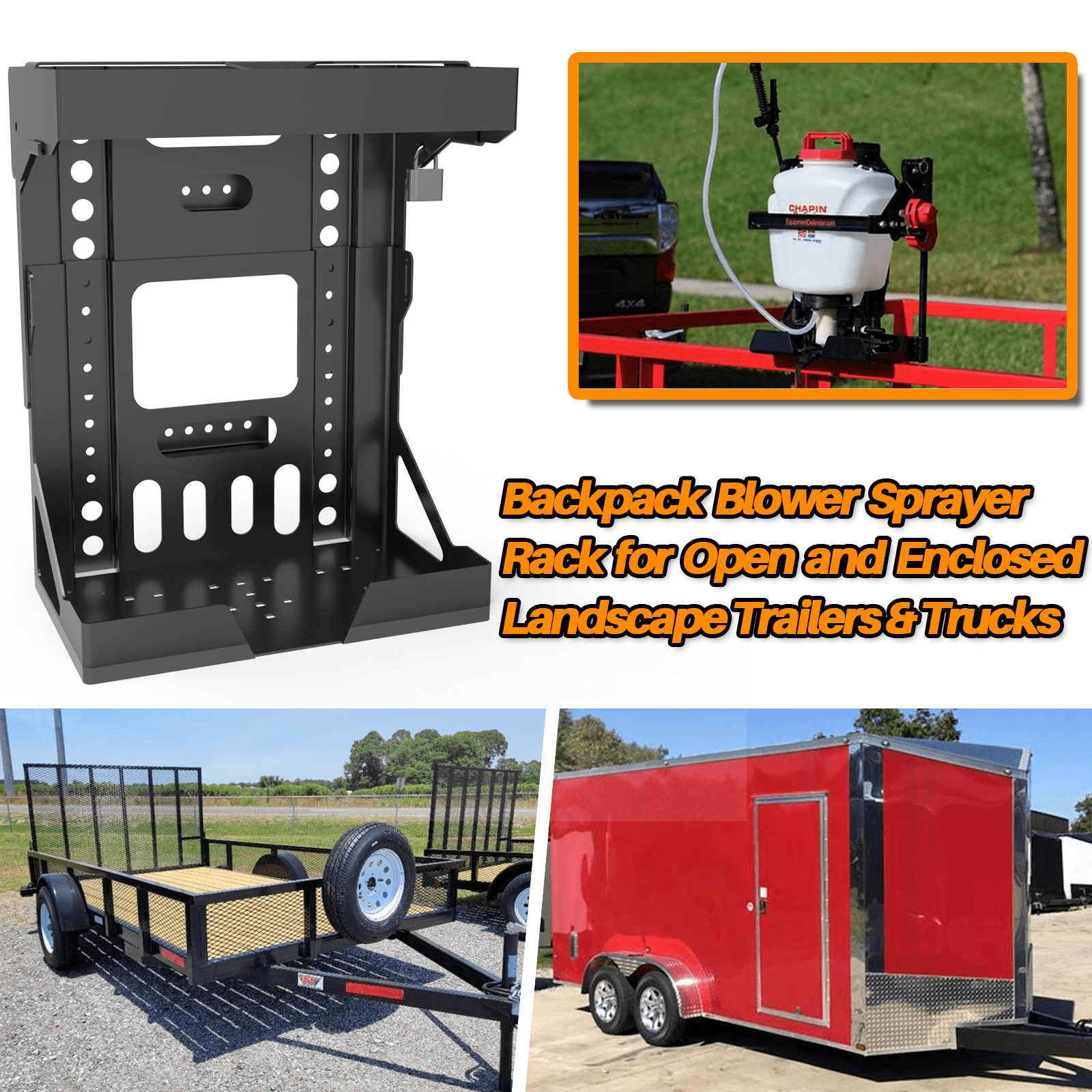 Adjustable Backpack Blower Sprayer Rack for Open & Enclosed Landscape ...