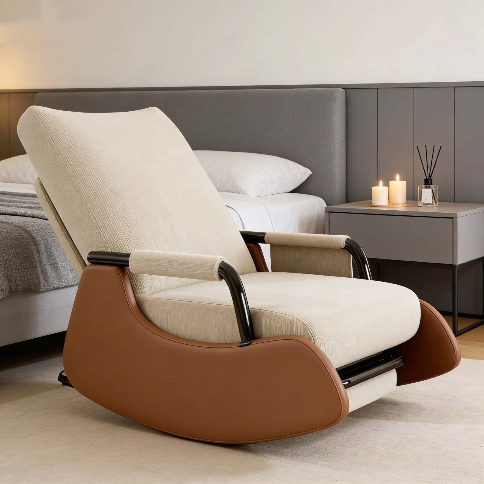 Adjustable Backrest Rocking Chair Indoor | Solid Wood Glider Chairs for ...