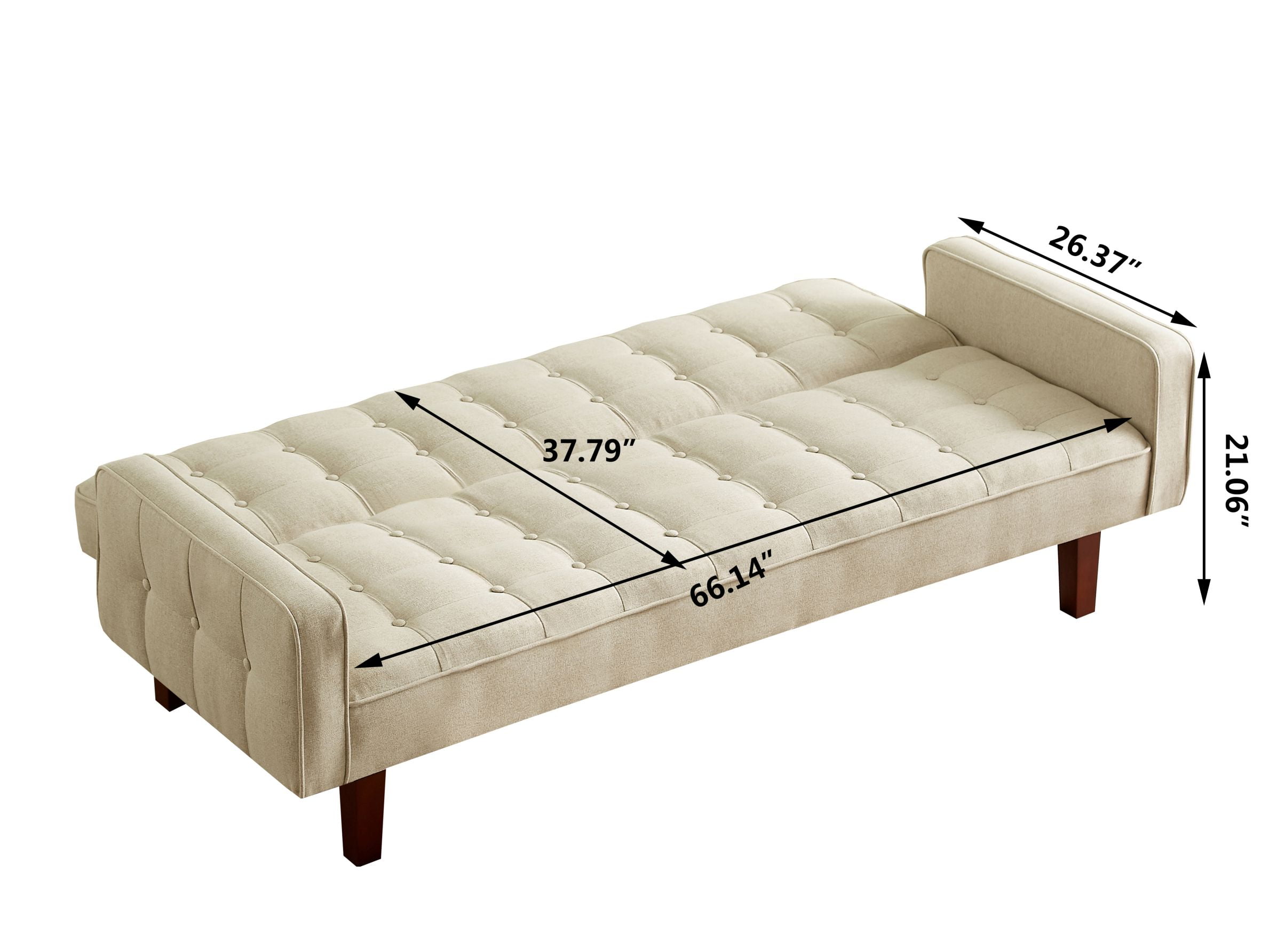 Adjustable Backrest Solid Wood Frame 3-Person Sofa Chair Yellow Living ...