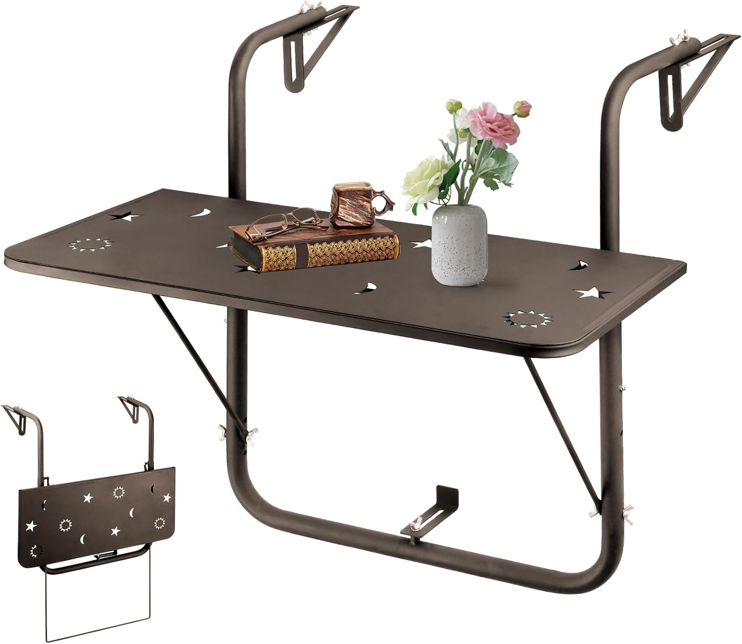 Adjustable Balcony Railing Table for Baluster Garden Deck, Outdoor ...