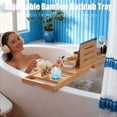 Adjustable Bamboo Bathtub Caddy Tray, Retractable Bath Shelf for Phone ...
