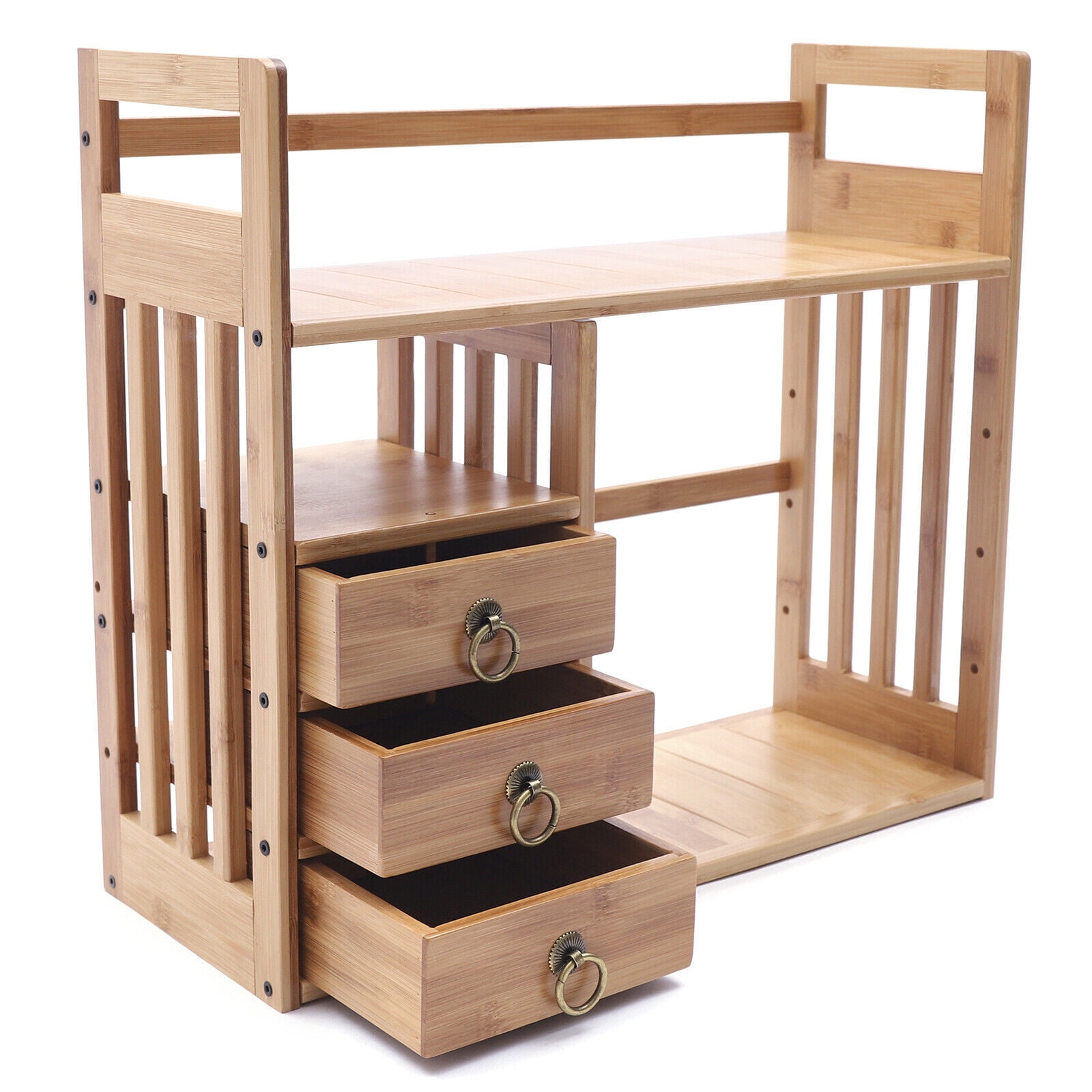 Adjustable Bamboo Desk Shelf Bookcase Rack - Walmart.com