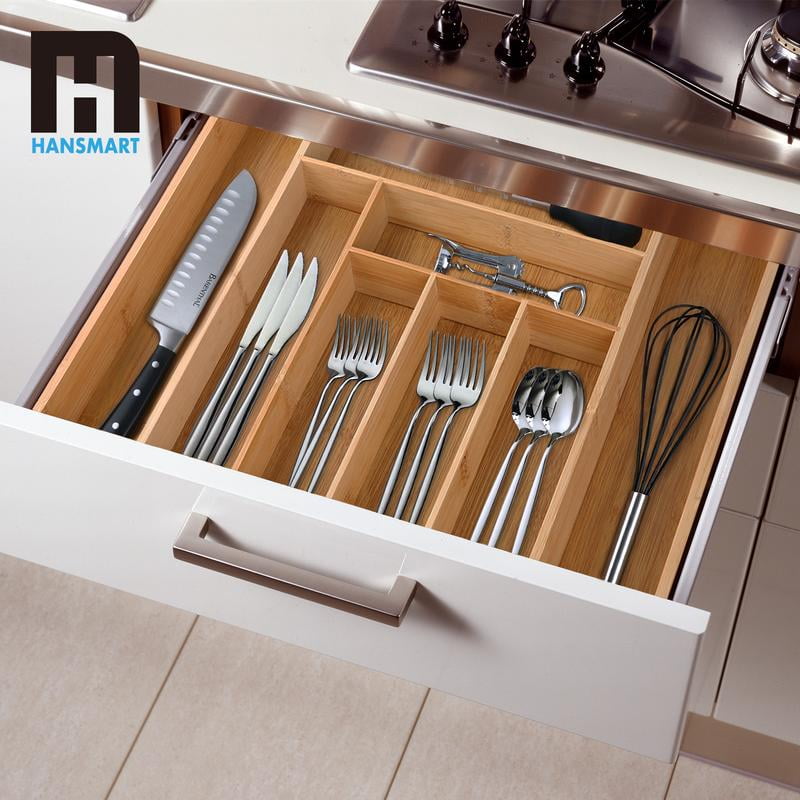 Adjustable Bamboo Drawer Organizer For Utensils And Silverware ...