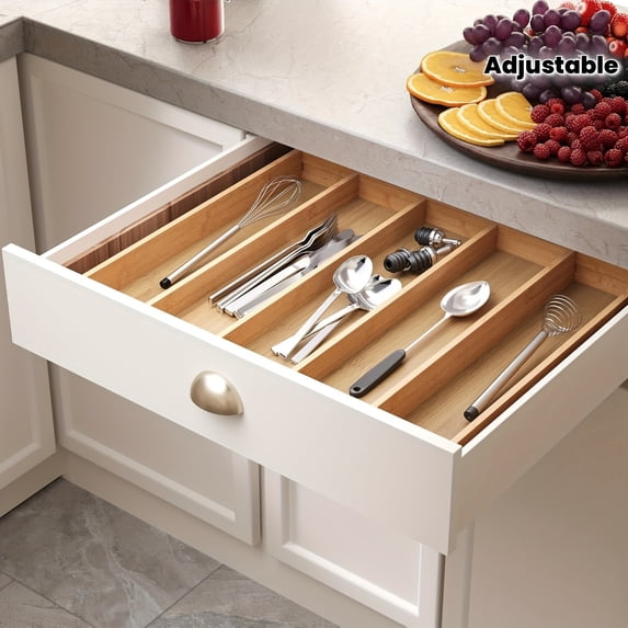 Adjustable Bamboo Drawer Organizer with Dividers, Perfect for Large ...