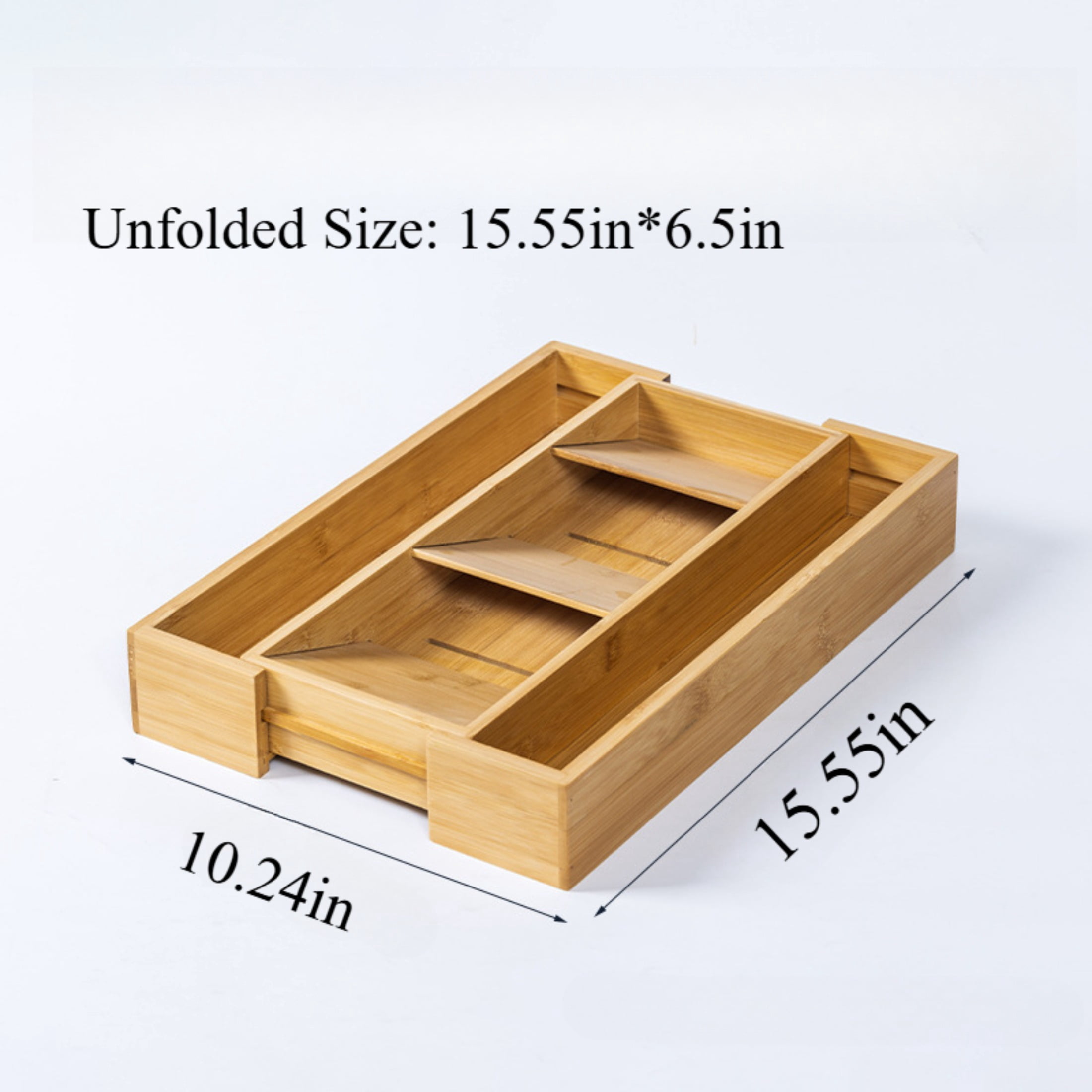 Adjustable Bamboo Kitchen Cutlery Drawer Organizer - Three Compartment ...
