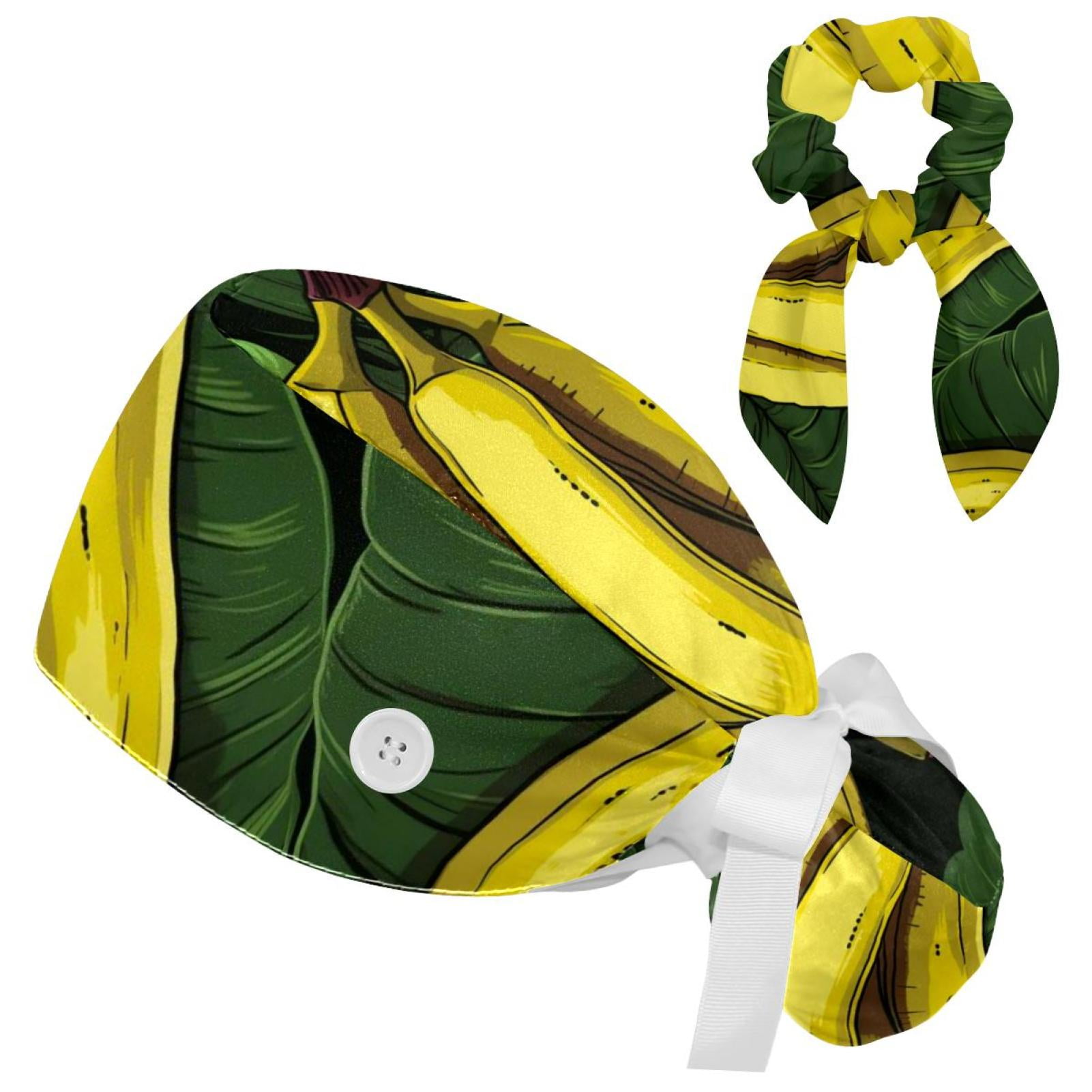 Adjustable Banana Surgical Scrub Cap with Button, Ponytail Pouch ...