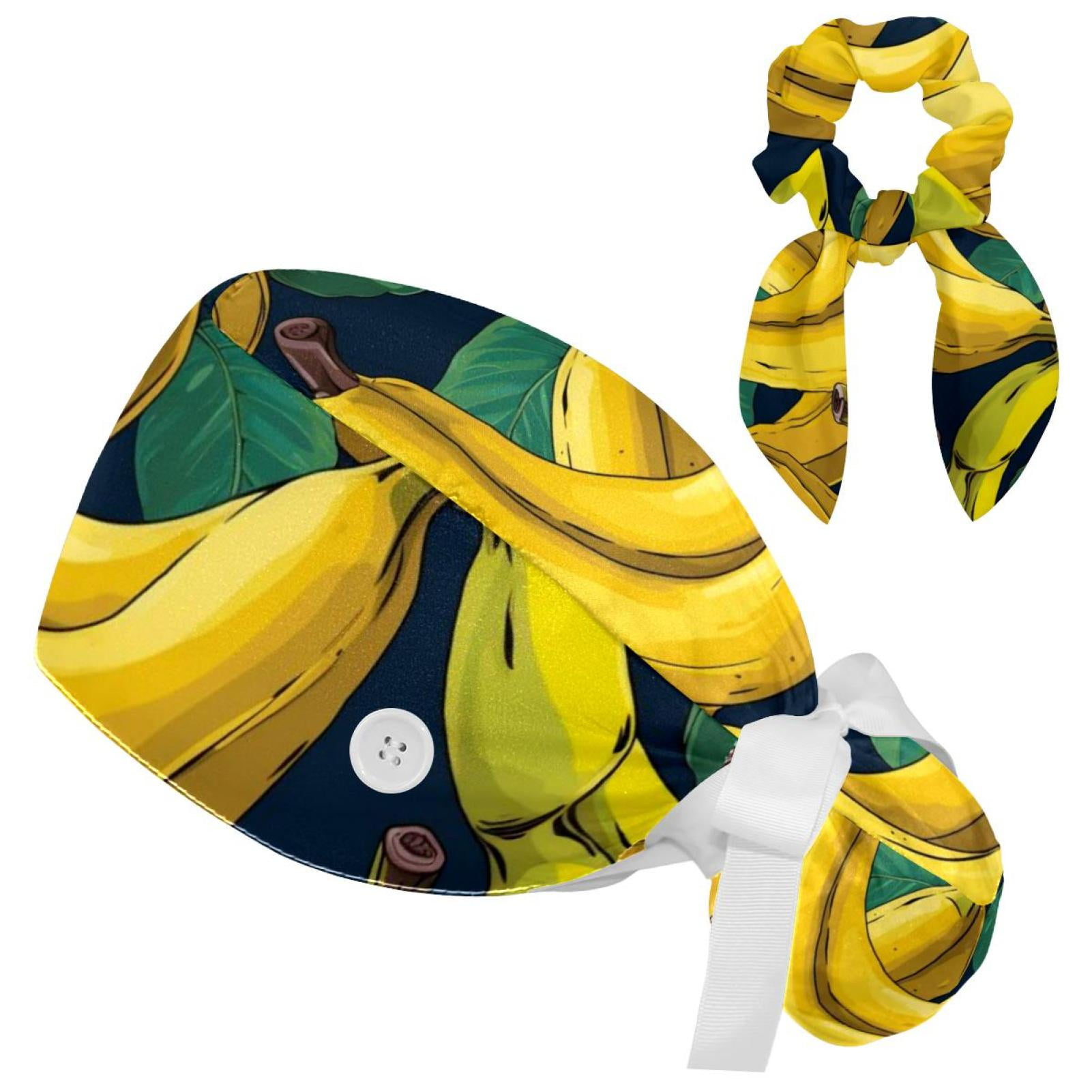 Adjustable Banana Surgical Scrub Cap with Button, Ponytail Pouch ...