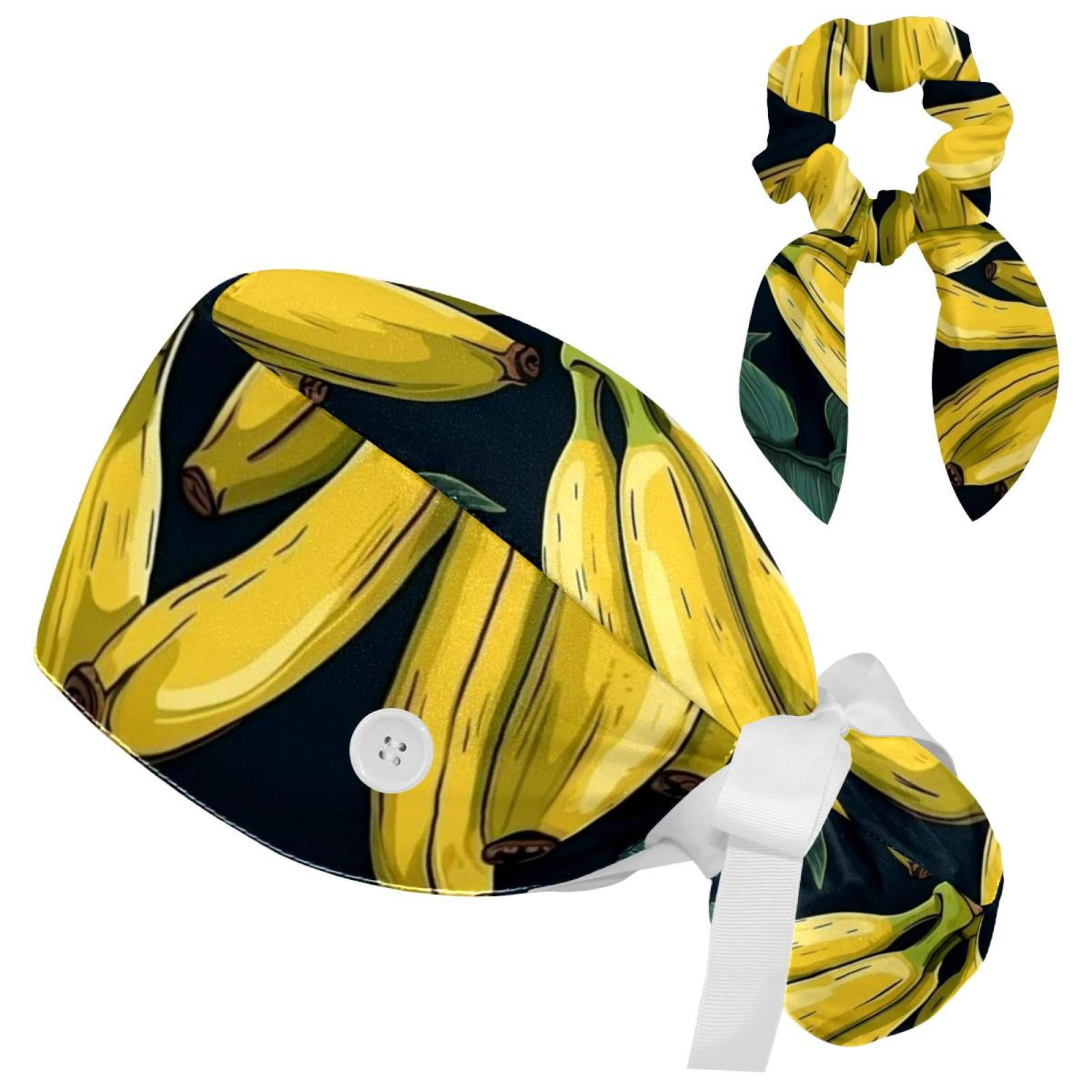 Adjustable Banana Surgical Scrub Cap with Button, Ponytail Pouch ...