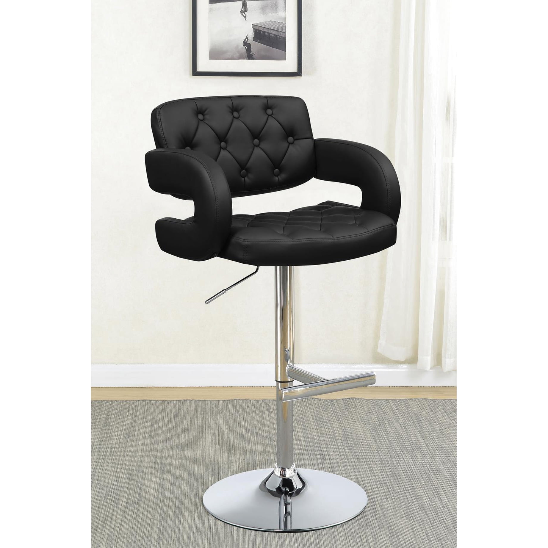 Adjustable Bar Chair / Black and Chrome Finish, 300 lbs Weight Limit ...
