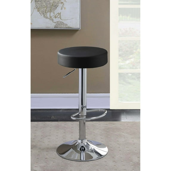 Adjustable Bar Stool / Chrome and Black Color Scheme, No Backrest ...