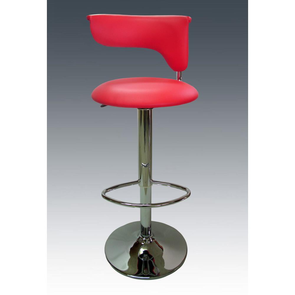 Adjustable Bar Stool in Red Polyurethane seat with chrome base ...
