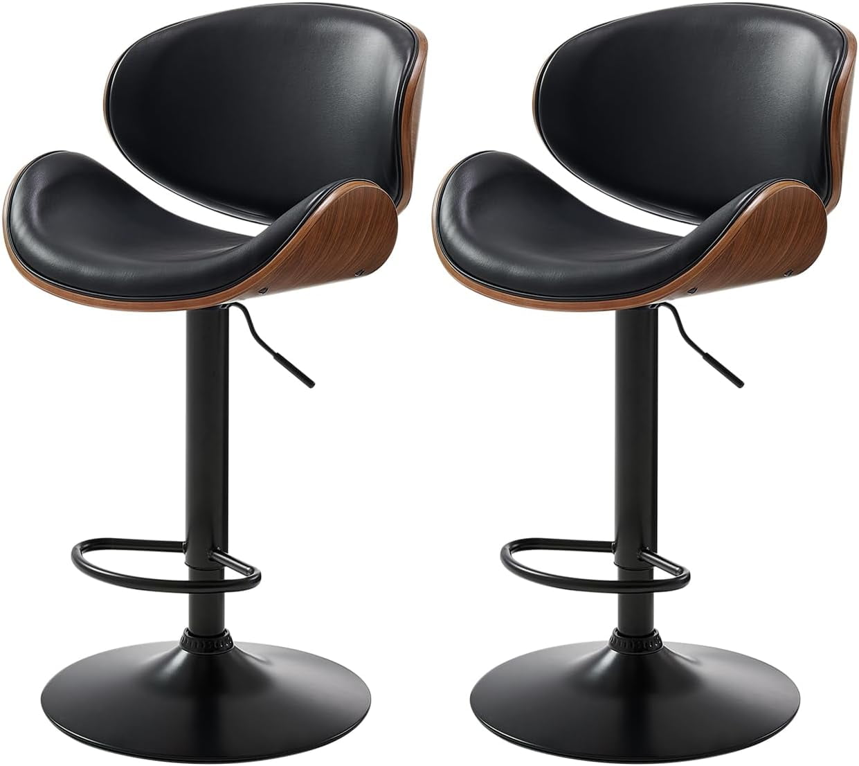 Adjustable Bar Stools Set of 2, Counter Height Bar Stools with Backs ...