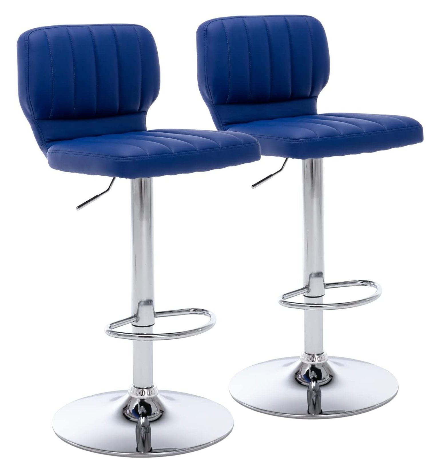 Adjustable Bar Stools Set of 2, Modern PU Leather Swivel Barstools with ...