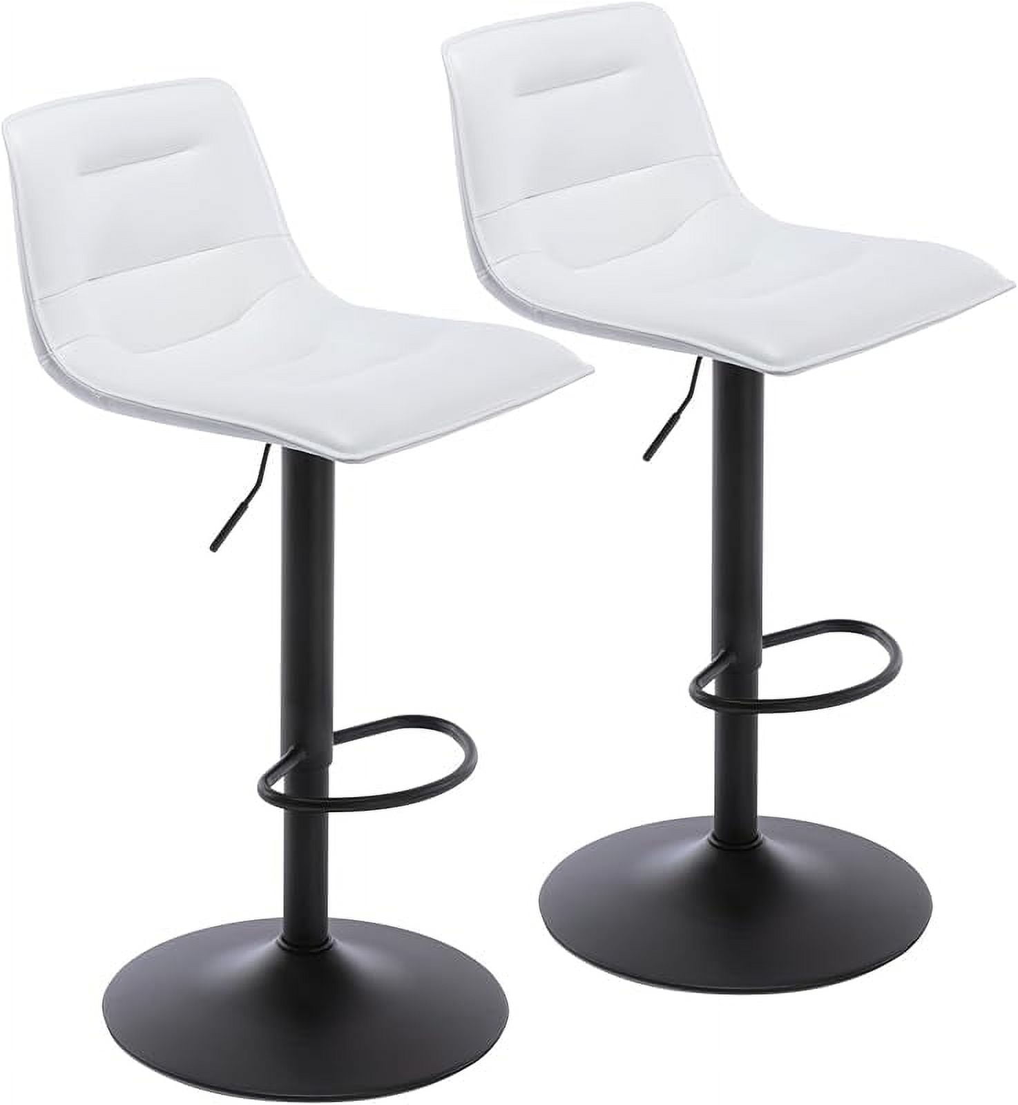 Adjustable Bar Stools Set of 2, Modern PU Leather Swivel Counter Height ...